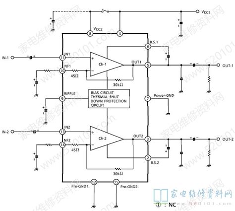 双声道音频功率放大器ta8223k 家电维修资料网