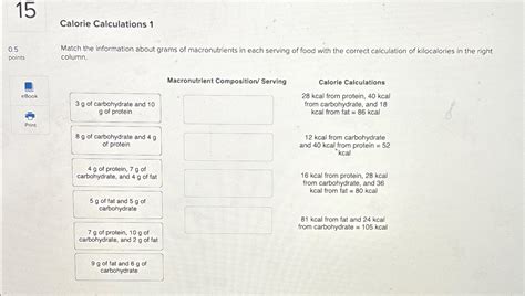 Solved 15Calorie Calculations 10 5 Chegg