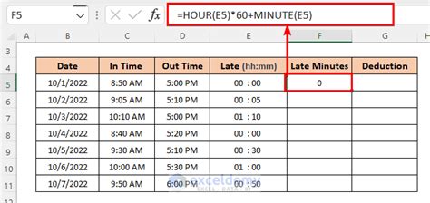 Salary Deduction Formula In Excel For Late Coming 5 Steps