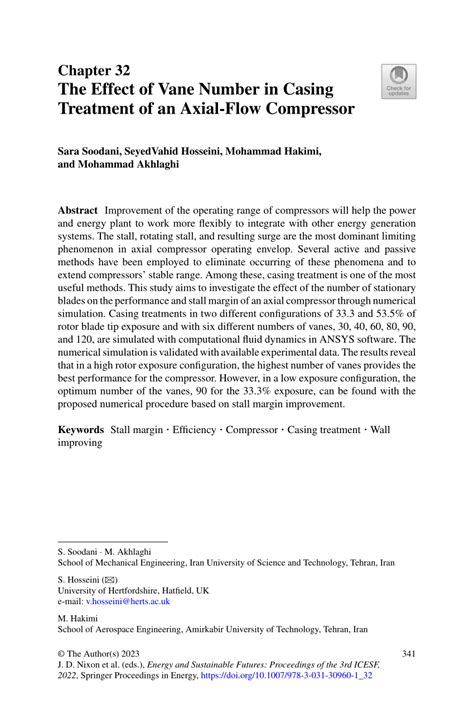 Pdf The Effect Of Vane Number In Casing Treatment Of An Axial Flow Compressor