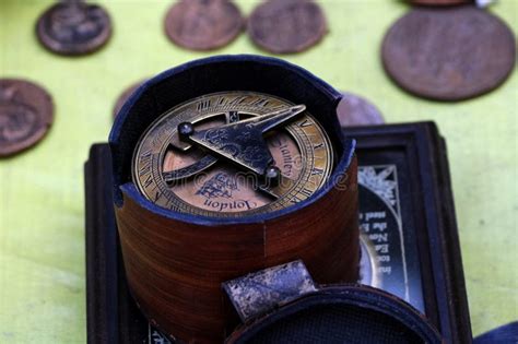 23 December 2023 Pune Maharashtra India Old Vintage Compass With
