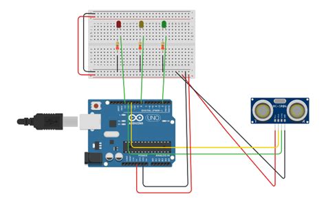 Circuit Design Tugas Sensor Jarak Tinkercad