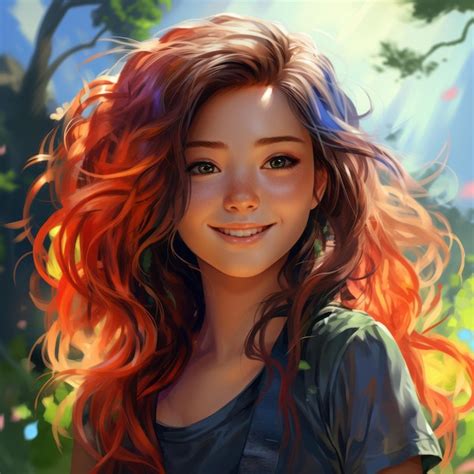 Premium Ai Image An Illustration Of A Girl With Long Red Hair