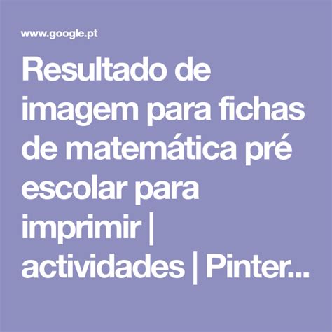 Resultado De Imagem Para Fichas De Matemática Pré Escolar Para Imprimir