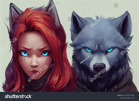Dark Gray Wolf Female Character Concept Stock Illustration 2196237903