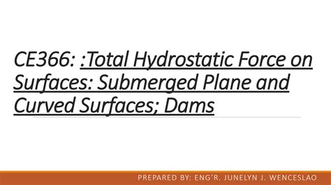 Solution Hydraulics Sample Problems 2 Total Hydrostatic Force On Surfaces Submerged Planes And