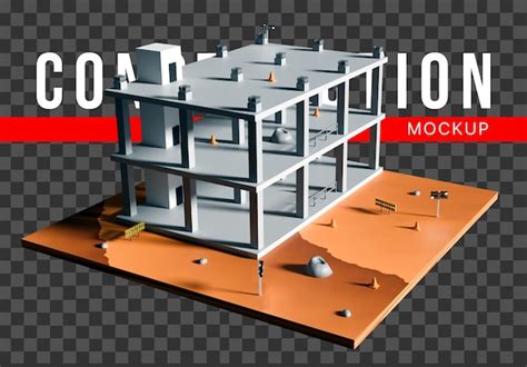 premium psd 3d construction site render mockup