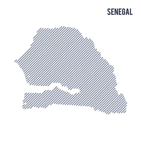 Vector Abstract Hatched Map Of Senegal With Oblique Lines Isolated On A White Background Stock