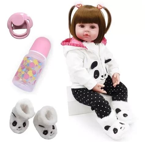 Boneca Npk Boneca Realista De Silicone Reborn Bebês Com Roupas De Panda Parcelamento Sem Juros