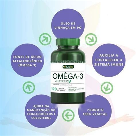 Ômega Vegetariano Eurofito Cápsulas de mg Suplemento Central Farma