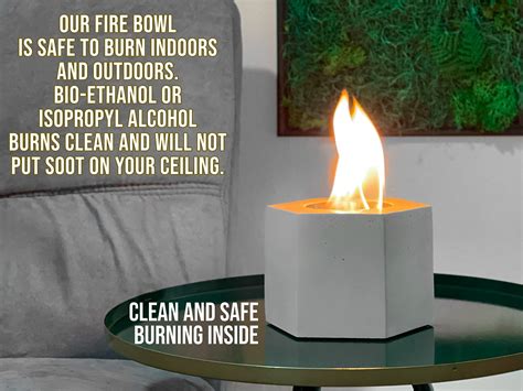 Tabletop Fire Pit Concrete Rubbing Alcohol Indoor Fire Bowl Mini