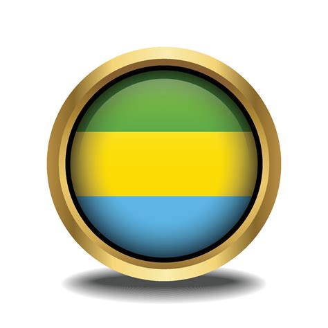 Gabon Flag Circle Shape Button Glass In Frame Golden 20448730 Vector