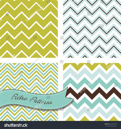 A Set Of Seamless Retro Zig Zag Patterns Stock Vector 106947269