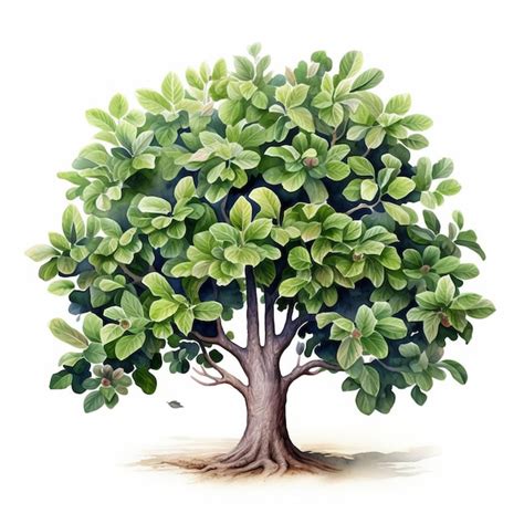 Vibrant Fig Tree Illustration On A Pristine White Background Premium
