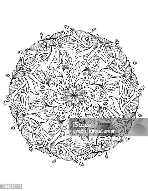 장식용 라운드 만다라 성인 색칠 공부 책 페이지 Zentangle 스타일 색칠 공부 페이지 아랍어 인도 장식 흰색 배경에 고립