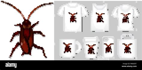 Graphic Of Cockroach On Different Types Of Product Template