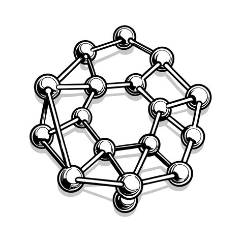 Black And White Illustration Of A Complex Molecular Structure Premium