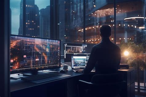 Premium Photo A Security Guard Monitoring Access Points At A Generative Ai