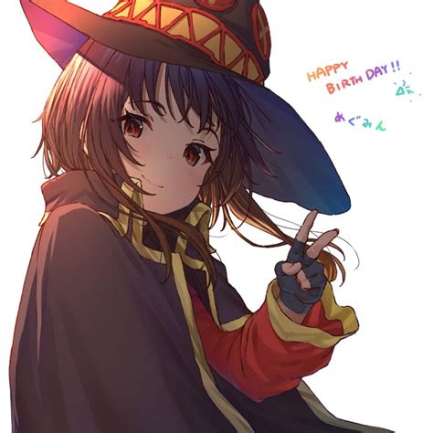 Witch Hat Megumin Konosuba Anime Girls Smiling Kono Subarashii