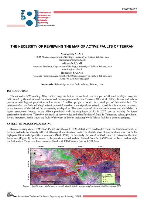 The Necessity Of Reviewing The Map Of Active Faults Of Tehran Docslib