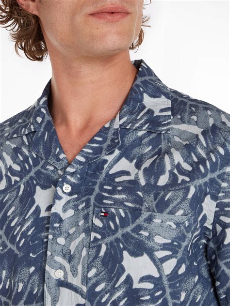 Tommy Hilfiger Herren Leinenhemd Kurzarm Regular Fit In Blau Kaufen
