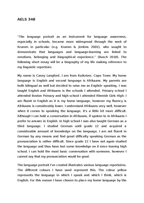 Aels Language Portrait Aels 348 “the Language Portrait As An Instrument For Language Awareness