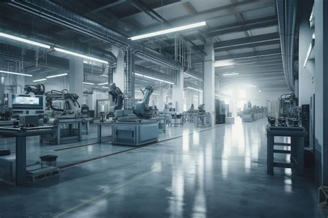 Premium Ai Image Factory Floor With Cobots Working On Assembly Line
