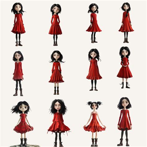 Red Dress Clipart Whimsy Red Dress Girl Quirky Girl Clipart Goth