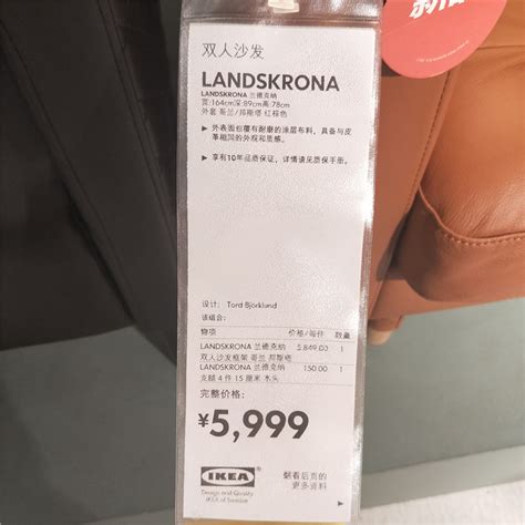 宜家国内代购兰德克纳双人沙发牛皮沙发红棕色 Ikea 虎窝淘