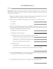 Hw2 Pdf CS 429 Homework 2 Name Instructions Write Your Answers On