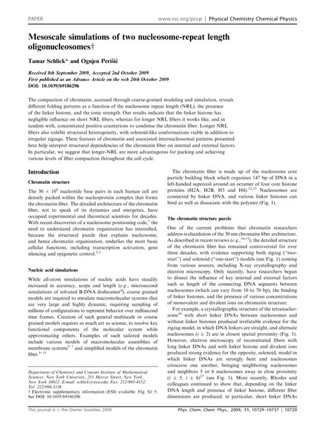 Pdf Mesoscale Simulations Of Two Nucleosome Repeat Length Oligonucleosomes