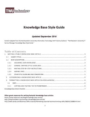 Fillable Online Knowledge Base Style Guide Fax Email Print Pdffiller
