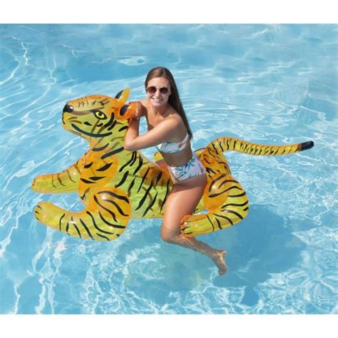 Swimline Giant 73 Long Wild Tiger Inflatable Ride On Swimming Pool Toy