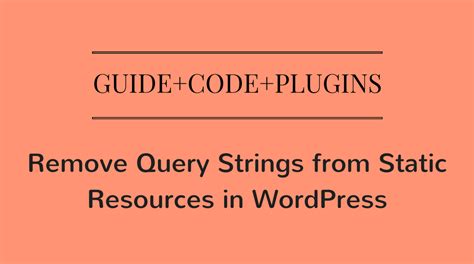 Guidespluginscode Remove Query Strings From Static Resources