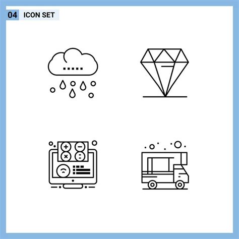 Mobile Interface Line Set Of 4 Pictograms Of Cloud E Thanksgiving Rich