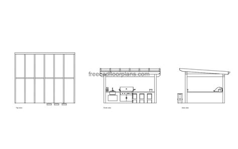 Pergola And Bbq Area Free Cad Drawings