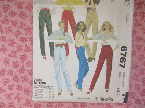 Vintage 1980s Mccalls Sewing Pattern 6767 Disco Era Misses Set Of Pants Size 6 8 10 Uncut Etsy
