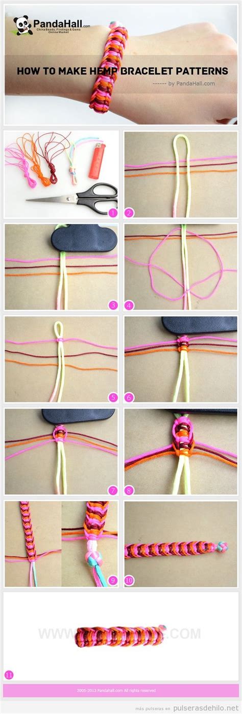 Cómo hacer una pulsera de hilo de cola de ratón e hilo de cáñamo Pulseras de Hilo Todo para