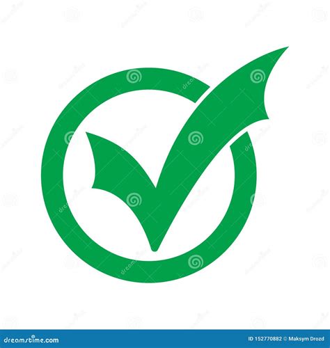 Flat Round Check Mark Green Icon Button Tick Symbol Isolated On