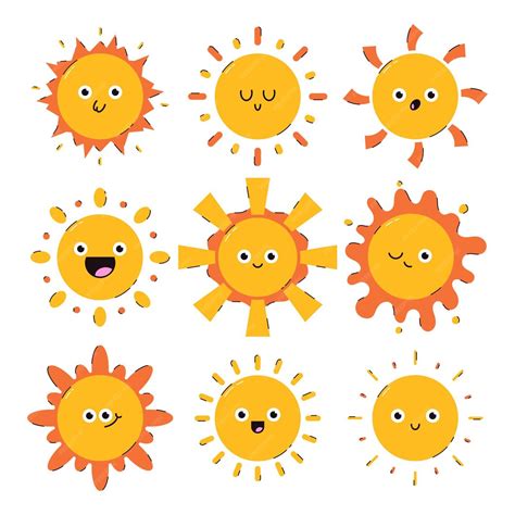 Premium Vector Cute Sun Characters With Different Emotions Vector