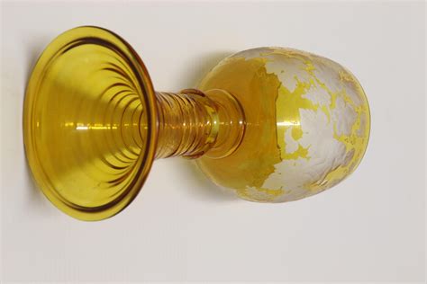 German 19th Century Amber Cut Glass And Engraved Goblet Circa 1880 For