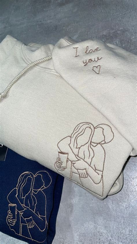 Personalised Hoodie Anniversary Couple T Portrait Handwriting