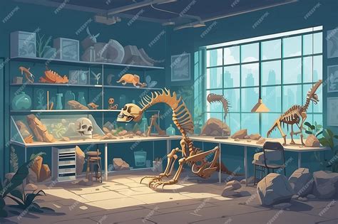 Premium Photo Paleontology Corner Fossil Replicas And Skeletons