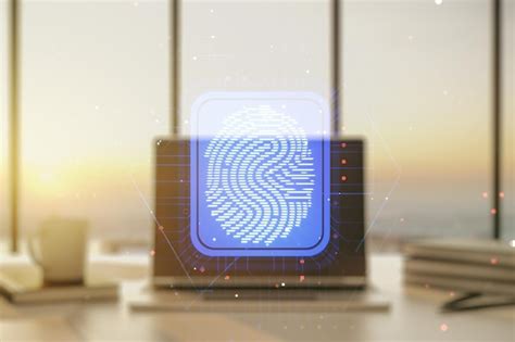 Premium Photo Multi Exposure Of Abstract Creative Fingerprint Illustration On Modern Laptop