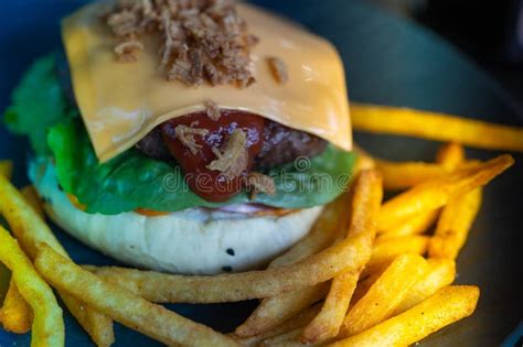 Grilled Beef Burger Stock Image Image Of Grill Beefburger 336218197