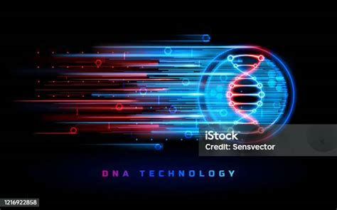 Dna 기술 게놈 연구 및 유전 생명 공학 벡터 블루 레드 네온 빛 배경 인간 Dna 유전자 유전학 과학 및 생물학 과학 의학