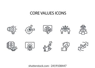 Core Values Icon Setvectoreditable Strokelinear Style Stock Vector Royalty Free