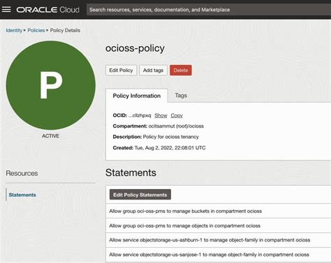 configuring oci object storage access control policies