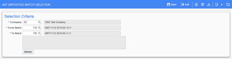 Accounts Payable Delete Unposted Batches
