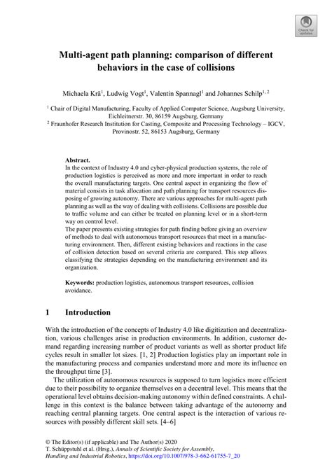 Pdf Multi Agent Path Planning Comparison Of Different Behaviors In